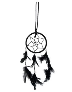 fikimos dream catchers wall decor, handmade feather bedroom home car decor nursery room hanging decoration (3" black ring)