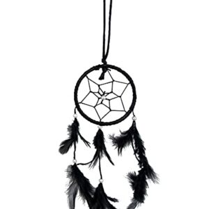 FIKIMOS Dream Catchers Wall Decor, Handmade Feather Bedroom Home Car Decor Nursery Room Hanging Decoration (3" Black Ring)