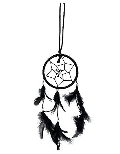 FIKIMOS Dream Catchers Wall Decor, Handmade Feather Bedroom Home Car Decor Nursery Room Hanging Decoration (3" Black Ring)