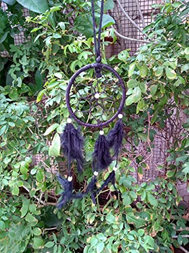 FIKIMOS Dream Catchers Wall Decor, Handmade Feather Bedroom Home Car Decor Nursery Room Hanging Decoration (3" Black Ring)