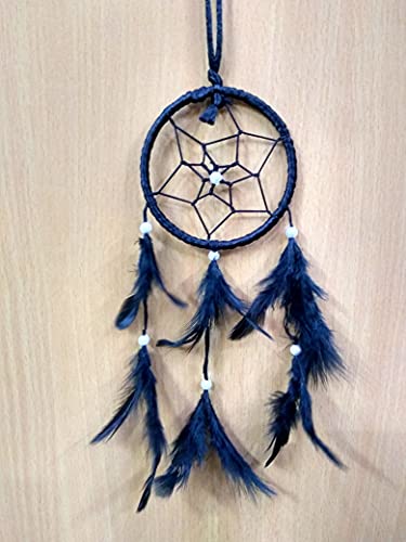 FIKIMOS Dream Catchers Wall Decor, Handmade Feather Bedroom Home Car Decor Nursery Room Hanging Decoration (3" Black Ring)