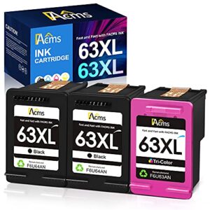 facms remanufactured ink cartridge replacement for hp 63 63xl 63xl for envy 4520 4512 4513 4516 officejet 3830 5255 5258 deskjet 1112 1110 3630 3632 3634 2130 2132 (2 black 1 tri-color)