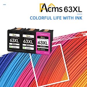 FAcms Remanufactured Ink Cartridge Replacement for HP 63 63XL 63XL for Envy 4520 4512 4513 4516 OfficeJet 3830 5255 5258 DeskJet 1112 1110 3630 3632 3634 2130 2132 (2 Black 1 Tri-Color)