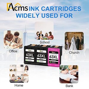 FAcms Remanufactured Ink Cartridge Replacement for HP 63 63XL 63XL for Envy 4520 4512 4513 4516 OfficeJet 3830 5255 5258 DeskJet 1112 1110 3630 3632 3634 2130 2132 (2 Black 1 Tri-Color)