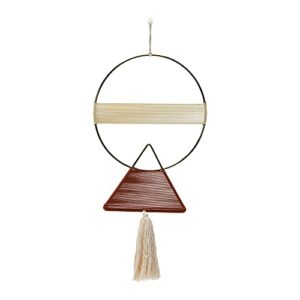 main + mesa geometric metal and cotton wall hanging with tassel