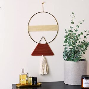 Main + Mesa Geometric Metal and Cotton Wall Hanging with Tassel