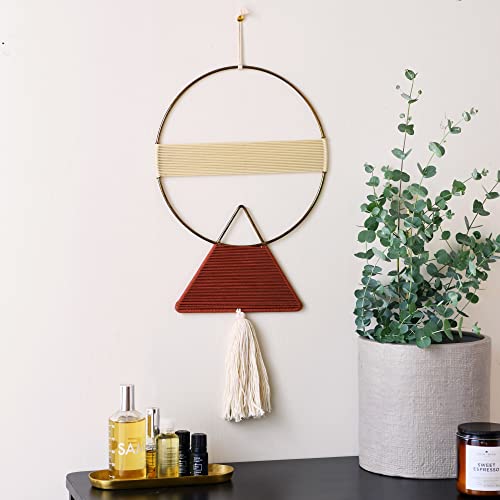 Main + Mesa Geometric Metal and Cotton Wall Hanging with Tassel