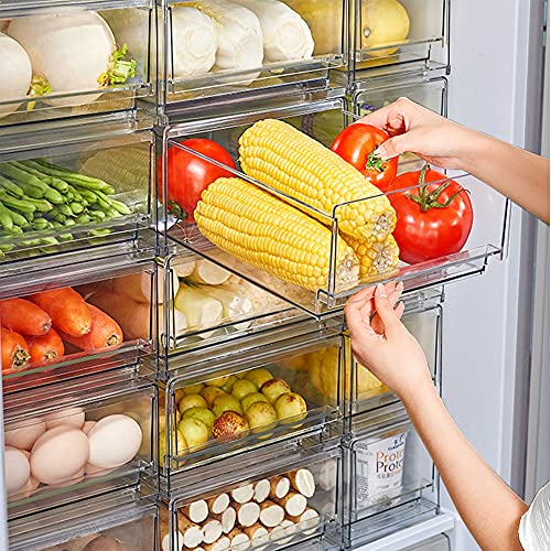 HOMEREFROM Stackable Organizer Drawer, Clear Plastic Storage Box, Pull-Out Bin, Home, Office, Closet & Shoe Organization, BPA-Free, Food/Fridge/Freezer Safe (Clear)