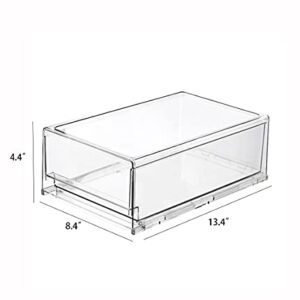 HOMEREFROM Stackable Organizer Drawer, Clear Plastic Storage Box, Pull-Out Bin, Home, Office, Closet & Shoe Organization, BPA-Free, Food/Fridge/Freezer Safe (Clear)