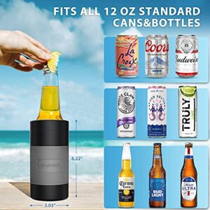 Vemingo 4-IN-1 Insulated Can Cooler, Double-Walled Stainless Steel Insulator for 12 OZ Standard Cans/Slim Cans & 12 OZ Bottles, for Women/Men