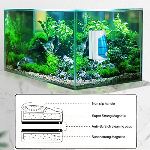 SUNWEN Magnetic Aquarium Glass Cleaner, Fish Tank Algae Scraper, Strong Magnet (Large2, AQ-03)