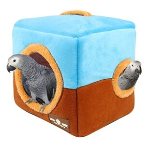 gindoor large size parrot nest house - winter warm bird snuggle hut hanging birds house cage hideaway cave bed for large birds amazon parrots african grey cockatoos macaws