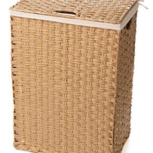 Synthetic Wicker Laundry Hamper Basket With Lid and Liner by Blue Ridge Basket Company (Natural)