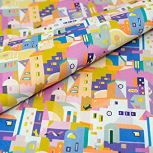 Stitch & Sparkle Colorful Vacation Collection, Purple Santorini, 100% Cotton Fabric, 44" Wide, Cut by The Yard