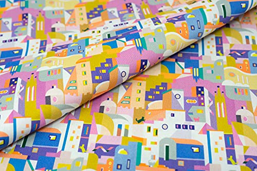 Stitch & Sparkle Colorful Vacation Collection, Purple Santorini, 100% Cotton Fabric, 44" Wide, Cut by The Yard