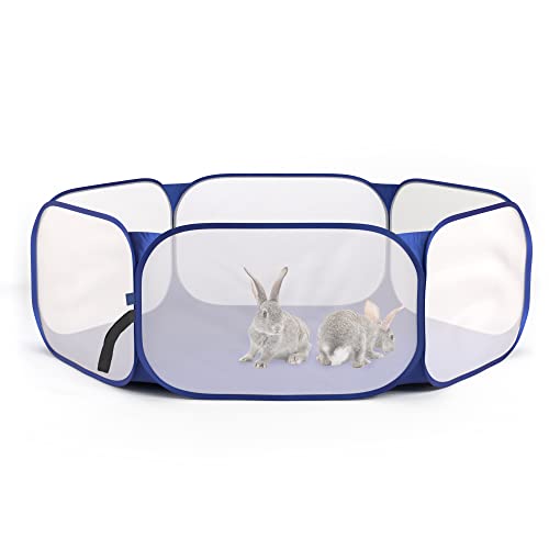 Petpost Small Animal Play Pen - Chinchillas, Gerbils, Rabbits, Guinea Pigs and Hedgehog Transparent Cage - Open Top Pet Holder - Large 43in. Wide x 15in. Tall