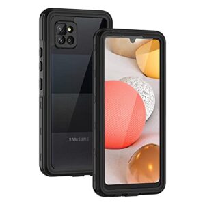 lanhiem samsung galaxy a42 5g case, ip68 waterproof dustproof shockproof case with built-in screen protector, full body sealed underwater protective cover for samsung a42 5g, black/clear