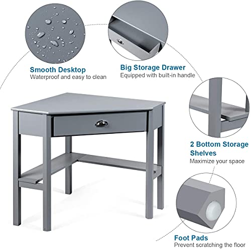 Goplus Corner Desk, Grey