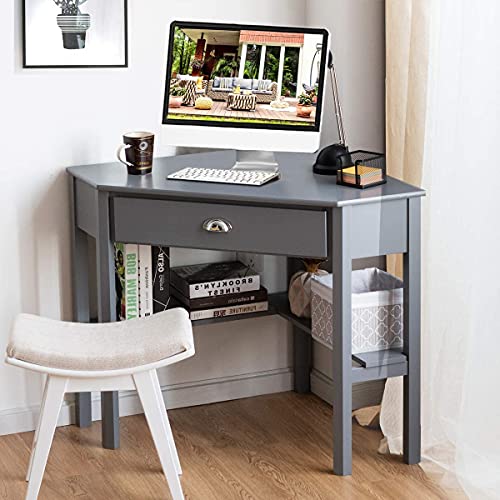 Goplus Corner Desk, Grey