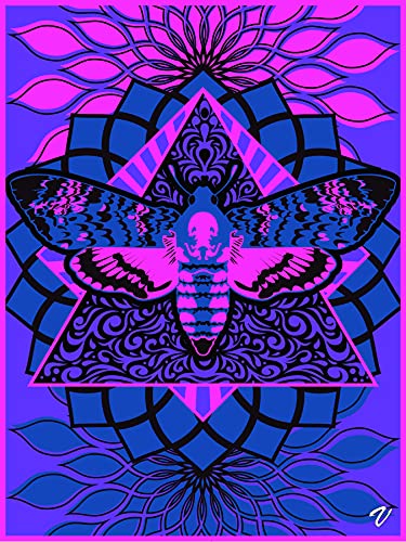 Death Head Moth Psychedelic Poster - High Gloss 18" X 24"