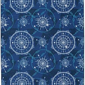 Linon Home Decor Products The Anywhere Washable Rug Velmer Blue & Ivory 3' X 5' Accent Rug