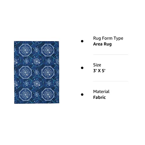 Linon Home Decor Products The Anywhere Washable Rug Velmer Blue & Ivory 3' X 5' Accent Rug