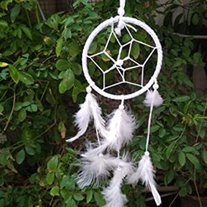 FIKIMOS Dream Catchers Wall Decor, Handmade Feather Bedroom Home Car Decor Nursery Room Hanging Decoration (3" White Ring)