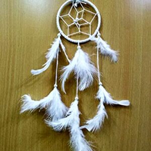 FIKIMOS Dream Catchers Wall Decor, Handmade Feather Bedroom Home Car Decor Nursery Room Hanging Decoration (3" White Ring)