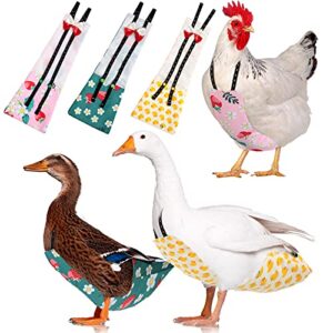 3 Pieces Pet Chicken Diapers Duckling Diapers Reusable Goose Clothes Washable Pet Diapers with Bow Tie for Poultry (Medium)