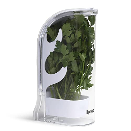 Il Pregio Fresh Herb Keeper and Storage Container - Premium Durable Plastic – Greens Savor Preserver, Keeps Fresh & Hydrates Cilantro, Thyme, Mint, Parsley and Asparagus for Long lasting Spices