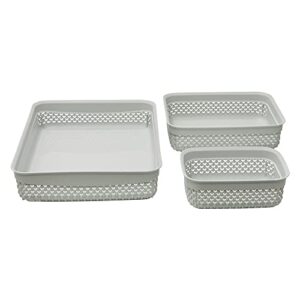 jvl droplette design set of 3 rectangular plastic storage, one size, grey