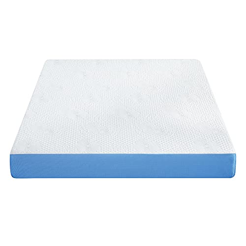 PrimaSleep 6 Inch Gel Infused Superior high-Density Memory Foam Mattress, CertiPUR-US® Certified, Blue,Twin XL