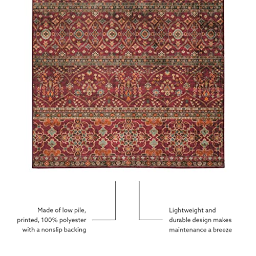 Linon Home Decor Products The Anywhere Washable Rug Yarit Garnet & Ivory 3' X 5' Accent Rug