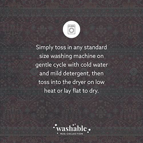 Linon Home Decor Products The Anywhere Washable Rug Yarit Garnet & Ivory 3' X 5' Accent Rug