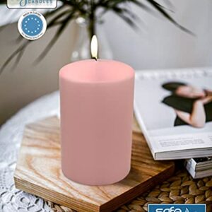 Hyoola Light Pink Pillar Candles 2x3 Inch - 4 Pack Unscented Pillar Candles Bulk - European Made