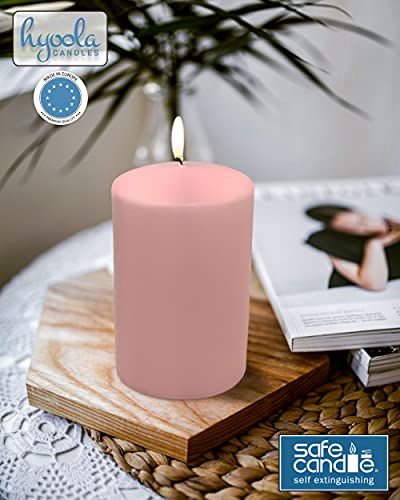 Hyoola Light Pink Pillar Candles 2x3 Inch - 4 Pack Unscented Pillar Candles Bulk - European Made