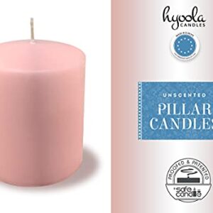 Hyoola Light Pink Pillar Candles 2x3 Inch - 4 Pack Unscented Pillar Candles Bulk - European Made