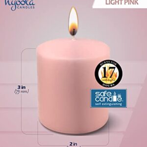 Hyoola Light Pink Pillar Candles 2x3 Inch - 4 Pack Unscented Pillar Candles Bulk - European Made