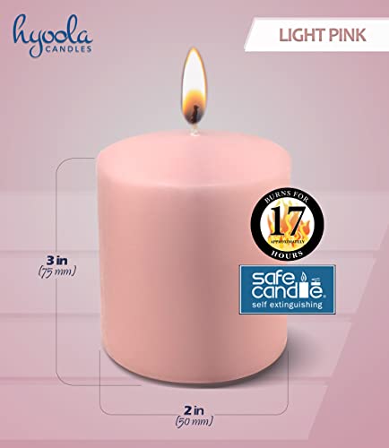 Hyoola Light Pink Pillar Candles 2x3 Inch - 4 Pack Unscented Pillar Candles Bulk - European Made