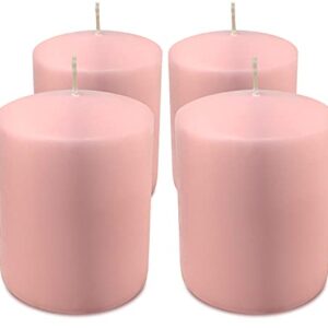 Hyoola Light Pink Pillar Candles 2x3 Inch - 4 Pack Unscented Pillar Candles Bulk - European Made