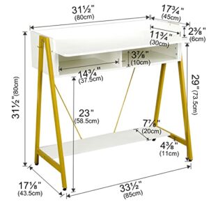 TEAMIX Desk DA80 (White + Gold)