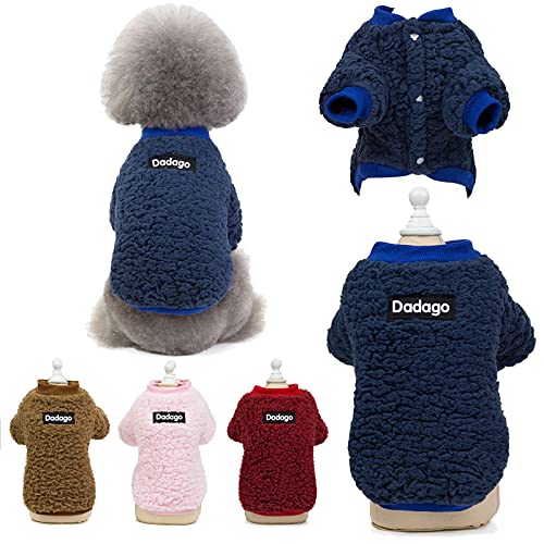 Small Dog Sweater Cat Puppy Winter Warm Coat Pet Cold Weather Cozy Fleece Clothes Cute Pullover Sweater for Small Dogs Girl Boy (Medium, Blue)