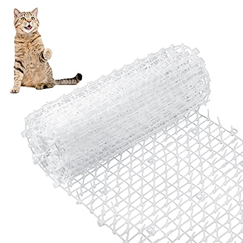 Scat Mat with Spikes Prickle Strips for Cats Dogs Spiked Mat Network Digging Stopper for Garden Fence Outdoor Indoor Keep Pet Dog Cat Off Couch Furniture (79 x 12 Inch, White)