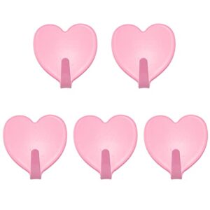 lind kitchen 5pcs 40x45mm stainless steel heart-shaped hook heart shaped multifunctional self adhesive door hook coat hooks wall mounted coat rack closet hooks, nordic pink