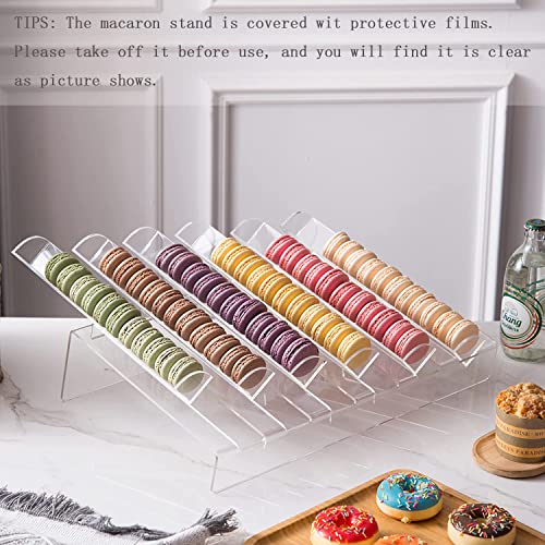 BLBYHO Acrylic Macaron Display Tray, Macaron Stand Cookie Display Stand with 6 Slots……