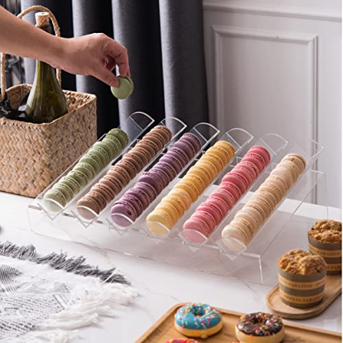 BLBYHO Acrylic Macaron Display Tray, Macaron Stand Cookie Display Stand with 6 Slots……