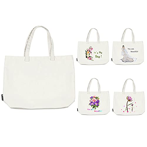 ELLIWORTH Heat Transfer Tote Bag Sublimaion Tote Bag Blank Canvas Large 3 PACK 19 x 14 x 4 Inch Reusable Grocery Bag