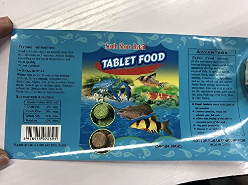 Premium Tropical Fish Food Tablets- Compare to Sera O-Nip! - Stick On Glass Or Sink To Bottom Tablets 4.58oz 250ml - Sticks On Aquarium Glass for Fun with All Types of Fish! - Pellet Fish Food-