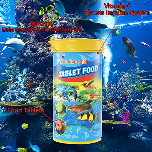 Premium Tropical Fish Food Tablets- Compare to Sera O-Nip! - Stick On Glass Or Sink To Bottom Tablets 4.58oz 250ml - Sticks On Aquarium Glass for Fun with All Types of Fish! - Pellet Fish Food-