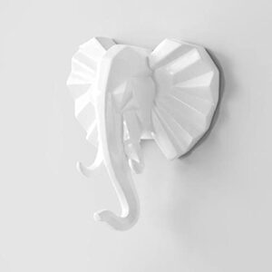 kopiqin crafts home wall decoration elegant single elephant head wall hook resin cartoon hook jewelry key scarf bag hanger robes coat rack for living room bedroom